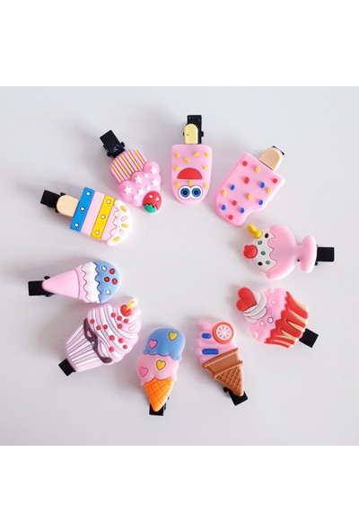 Magrib Rengarenk Dondurma Figürlü 10 Lu Kız Çocuk Mandal Toka Magrib Rengarenk Dondurma Figürlü 10 Lu Kız Çocuk Mandal Toka