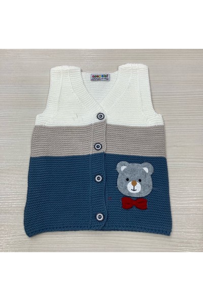 Gogo Bici Ayıcıklı Örgü Triko Yelek 0-5 Yaş Arası