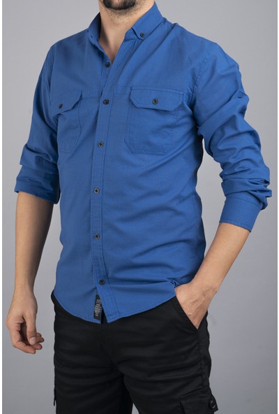 Bombe Slim Fit Erkek Keten Gömlek