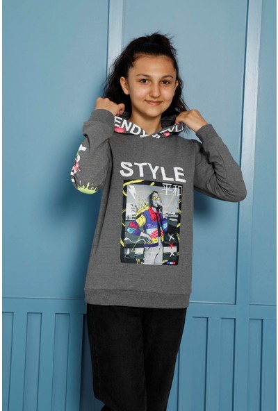Epaavm Baskılı Kapşonlu Kız Çocuk Sweat