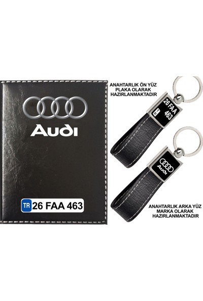 Promosyon Denizi Plakanıza Özel Audi Logolu Siyah Ruhsat Kabı ve Anahtarlık Promosyon Denizi Plakanıza Özel Audi Logolu Siyah Ruhsat Kabı ve Anahtarlık