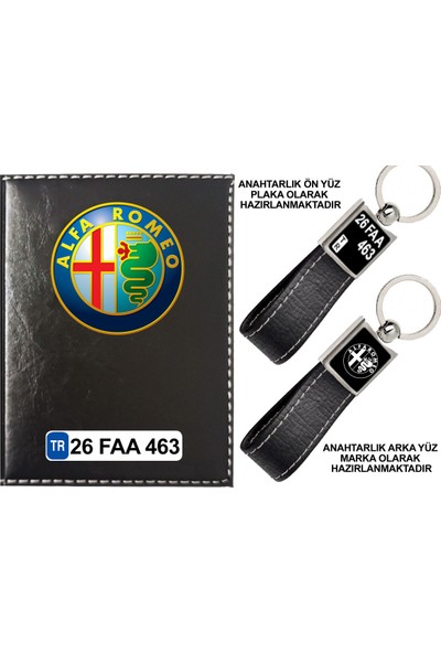 Promosyon Denizi Plakanıza Özel Alfaromeo Logolu Siyah Ruhsat Kabı ve Anahtarlık Promosyon Denizi Plakanıza Özel Alfaromeo Logolu Siyah Ruhsat Kabı ve Anahtarlık