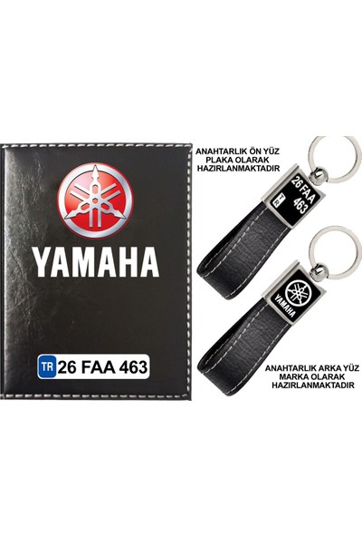 Promosyon Denizi Plakanıza Özel Yamaha Logolu Siyah Ruhsat Kabı ve Anahtarlık