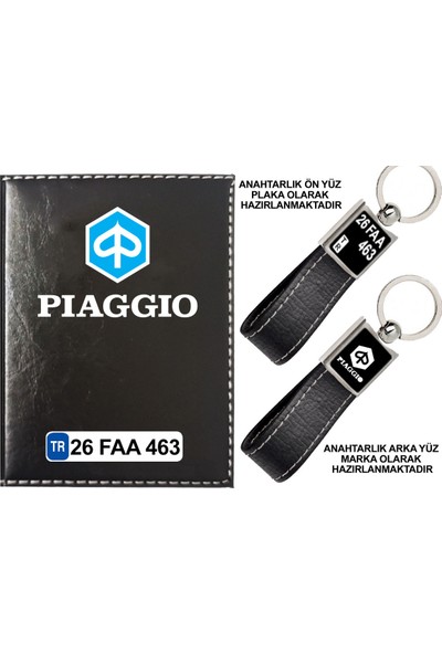 Promosyon Denizi Plakanıza Özel Pıaggıo Logolu Siyah Ruhsat Kabı ve Anahtarlık Promosyon Denizi Plakanıza Özel Pıaggıo Logolu Siyah Ruhsat Kabı ve Anahtarlık
