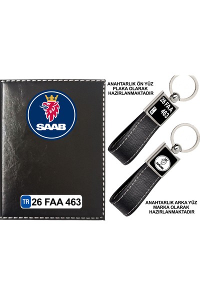 Promosyon Denizi Plakanıza Özel Saab Logolu Siyah Ruhsat Kabı ve Anahtarlık Promosyon Denizi Plakanıza Özel Saab Logolu Siyah Ruhsat Kabı ve Anahtarlık