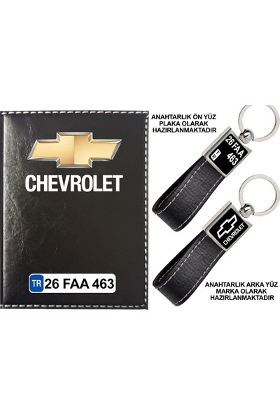 Promosyon Denizi Plakanıza Özel Chevrolet Siyah Ruhsat Kabı ve Anahtarlık