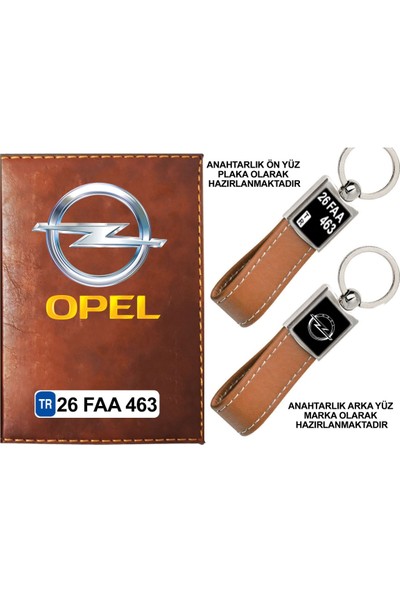 Promosyon Denizi Plakanıza Özel Opel Logolu Taba Ruhsat Kabı ve Anahtarlık