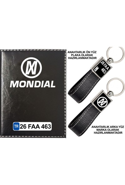 Promosyon Denizi Plakanıza Özel Mondıal Logolu Siyah Ruhsat Kabı ve Anahtarlık