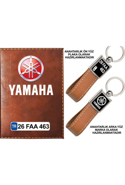 Promosyon Denizi Plakanıza Özel Yamaha Logo Lutaba Ruhsat Kabı ve Anahtarlık