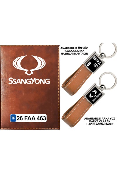 Promosyon Denizi Plakanıza Özel Sangyoung Logolu Taba Ruhsat Kabı ve Anahtarlık