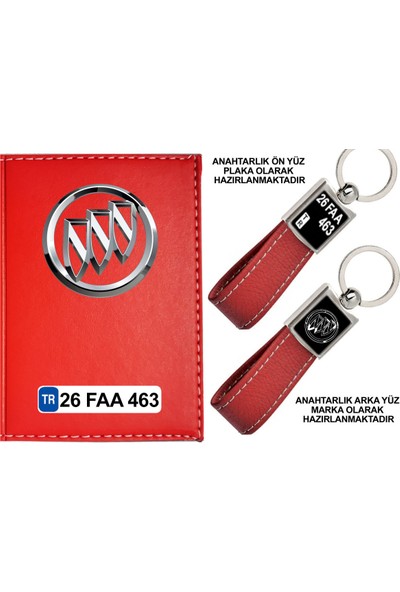 Promosyon Denizi Plakanıza Özel Buick Logolu Kırmızı Ruhsat Kabı ve Anahtarlık Promosyon Denizi Plakanıza Özel Buick Logolu Kırmızı Ruhsat Kabı ve Anahtarlık