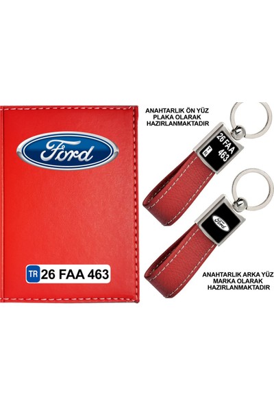 Promosyon Denizi Plakanıza Özel Kırmızı Ruhsat Kabı ve Anahtarlık