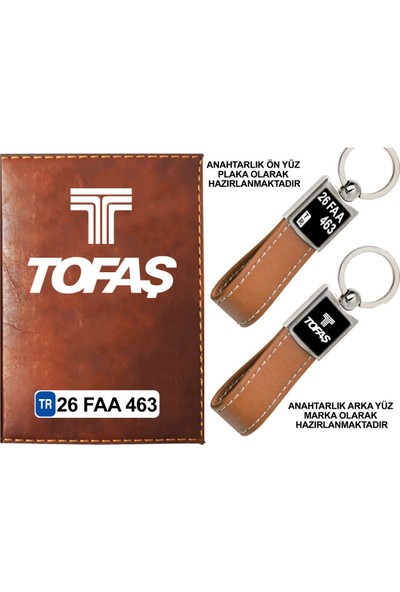 Promosyon Denizi Plakanıza Özel Tofaş Logolu Taba Ruhsat Kabı ve Anahtarlık