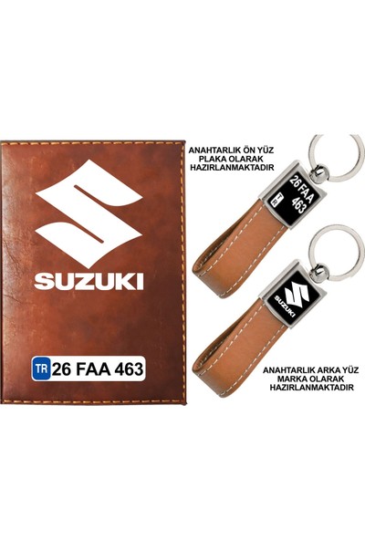Promosyon Denizi Plakanıza Özel Suzuki Logolu Taba Ruhsat Kabı ve Anahtarlık