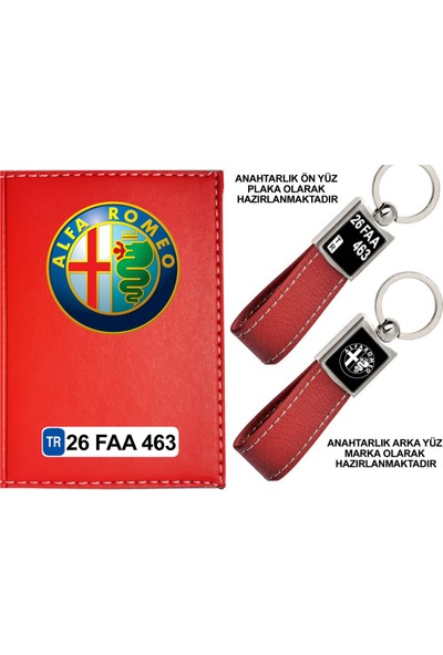 Promosyon Denizi Plakanıza Özel Alfaromeo Logolu Kırmızı Ruhsat Kabı ve Anahtarlık Promosyon Denizi Plakanıza Özel Alfaromeo Logolu Kırmızı Ruhsat Kabı ve Anahtarlık