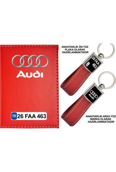 Promosyon Denizi Plakanıza Özel Audı Logolu Kırmızı Ruhsat Kabı ve Anahtarlık Promosyon Denizi Plakanıza Özel Audı Logolu Kırmızı Ruhsat Kabı ve Anahtarlık