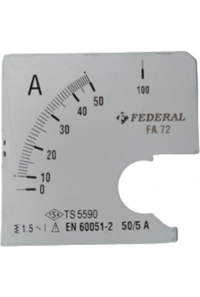 FEDERAL 50/5 72 x 72 Ampermetre Skala Federal FEDERAL 50/5 72 x 72 Ampermetre Skala Federal