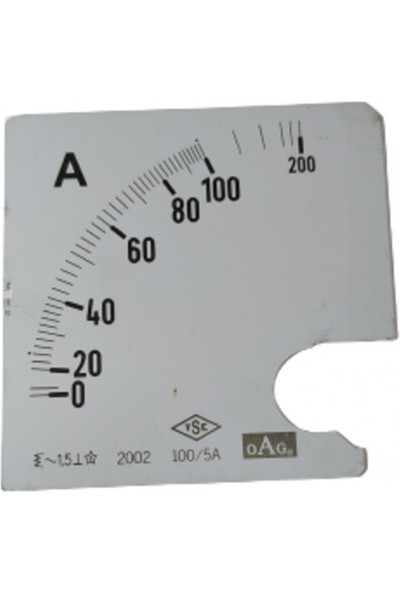 Oag 100/5 96 x 96 Ampermetre Skala Oag Oag 100/5 96 x 96 Ampermetre Skala Oag