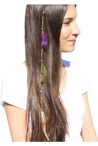 Afillix Concept Renkli Ip ve Tüy Detaylar Saç Aksesuarı-Saç Rastası Afillix Concept Renkli Ip ve Tüy Detaylar Saç Aksesuarı-Saç Rastası