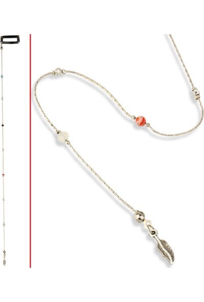 Afillix Concept Murano Boncuk Zincir Saç Aksesuarı-Saç Rastası Silver Renk