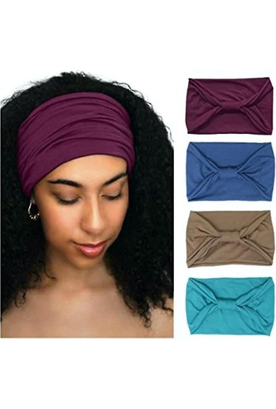 Jessieyou Mall 4 Adet Kaymaz Yoga Spor Kafa Bandı Geniş Elastik Spor Saç Bandı (Yurt Dışından)