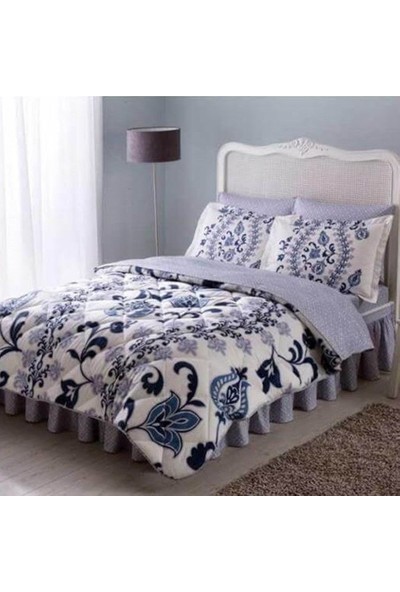 Taç Luciana Saten Çift Kişilik Uyku Seti Lacivert