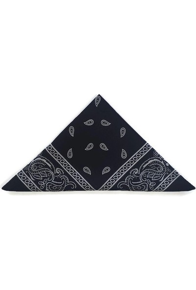 Etnik Desen %100 Pamuk Bandana Fular 55X55CM Siyah