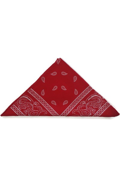 Etnik Desen %100 Pamuk Bandana Fular 55X55CM Kırmızı