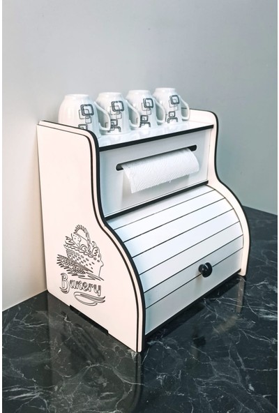 Adım Shops Yeni Ekmeklik, Peçetelik, Baharatlık ve Kupa Raflı, Saklama Gözlü