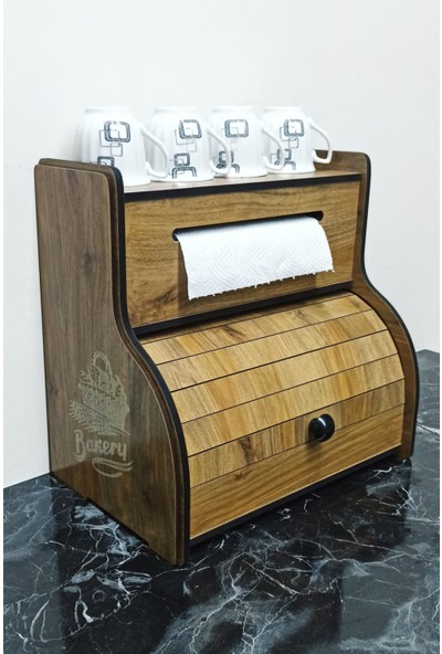 Adım Shops Yeni Ekmeklik, Peçetelik, Baharatlık ve Kupa Raflı, Saklama Gözlü