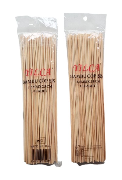 Yılca Bambu Çöp Şiş 2.5 mm -25 cm (100 Adet)