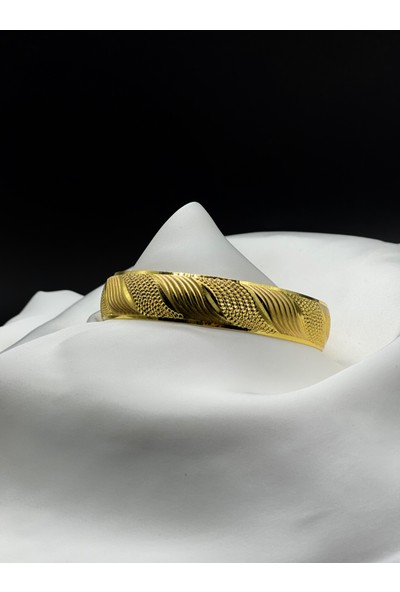 Goldtag 22 Ayar Altın Kaplama Dalgalı Desen Bilezik