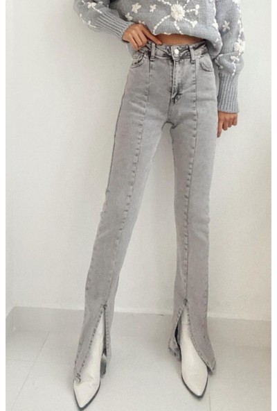 La Rouge Boutique Yüksek Belli Önü Yırtmaçlı Jean Pantolon