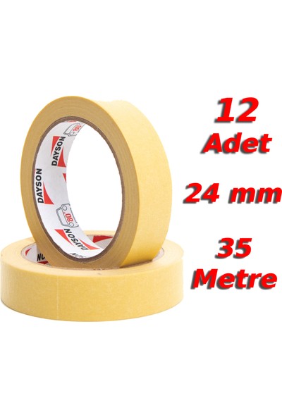 Dayson Maskeleme Kağıt Bant 24MMX35MT 12 Adet Dayson Maskeleme Kağıt Bant 24MMX35MT 12 Adet