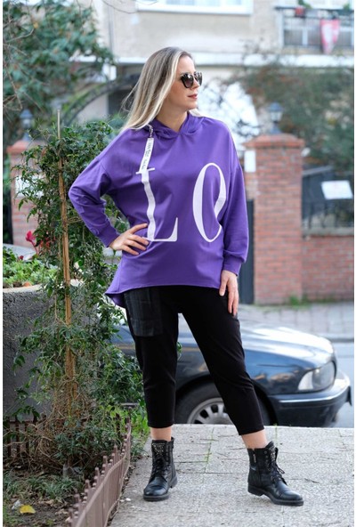 Park Moda Love Desen Kapüşonlu Sweatshirt Park Moda Love Desen Kapüşonlu Sweatshirt