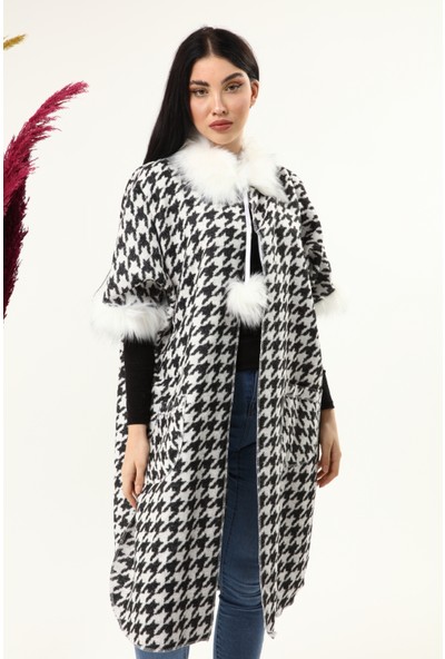 Nursey Kaşe Kazayağı Kürklü Panço