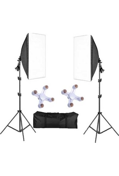 Deyatech Softbox 50X70CM Paraflaş 4 Duylu Ikili Set Sürekli Işık 200CM Adaptörlü Deyatech Softbox 50X70CM Paraflaş 4 Duylu Ikili Set Sürekli Işık 200CM Adaptörlü