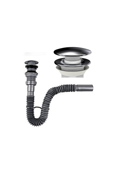 Yapıtaşı Koku Önleyicili Pop-Up Bas Aç Körüklü Lavabo Gider Sifonu Gri Renk Yapıtaşı Koku Önleyicili Pop-Up Bas Aç Körüklü Lavabo Gider Sifonu Gri Renk