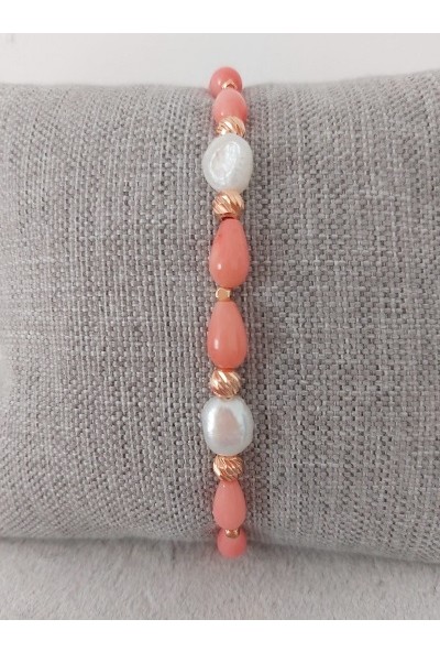Hera Takı Atölyesi Mercan & Inci Doğal Taş Bileklik
