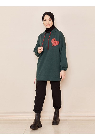 Tofisa Kapüşonlu Sweatshirt - Zümrüt - Tofisa