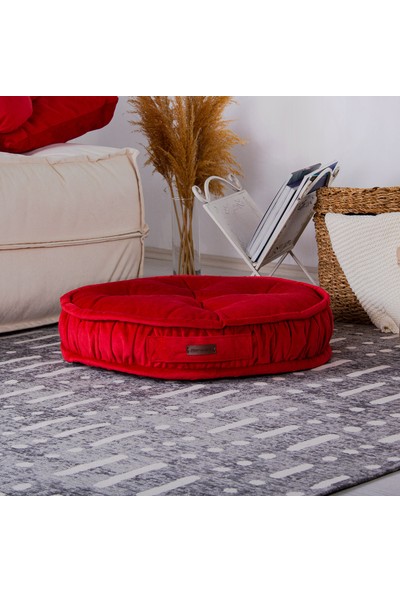 Homedius Asia Çok Amaçlı Yuvarlak Minder - Kırmızı