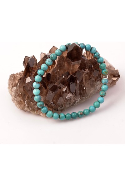 Taş Sandığı Boyasız Turkuaz Taşı Bileklik - 6 mm Arizona Turkuazı