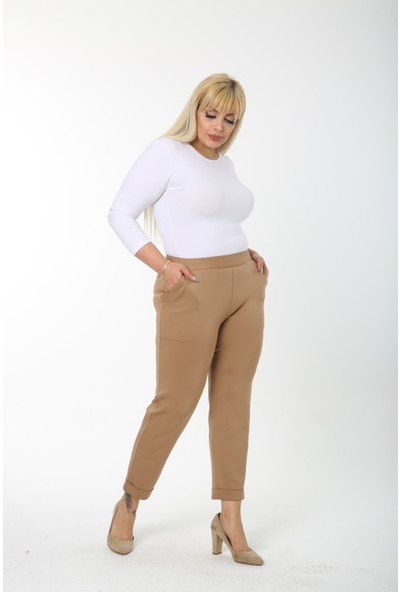 Büyük Bedenim Cepli Duble Dar Paça Pantolon