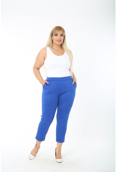Büyük Bedenim Cepli Duble Dar Paça Pantolon