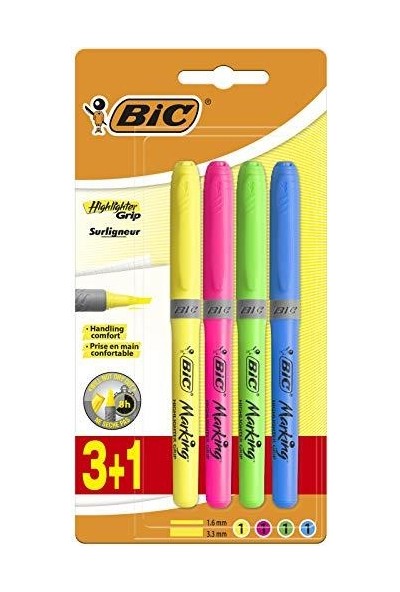 Marka: Bic Marking Highlighter Grip Fosforlu Kalem Karışık Renk 3+1'li BlisterFosforlu K Marka: Bic Marking Highlighter Grip Fosforlu Kalem Karışık Renk 3+1'li BlisterFosforlu K