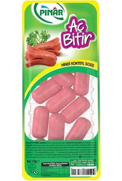Pınar Aç Bitir Hindi Kokteyl Sosis 170 G Pınar Aç Bitir Hindi Kokteyl Sosis 170 G