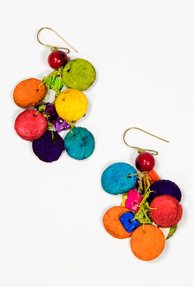 Lila Rosa Özel Tasarım Etnik Otantik Küpe