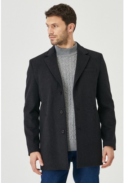 Altınyıldız Classics Standart Fit Dik Yaka Yünlü Klasik Kaşe Kaban