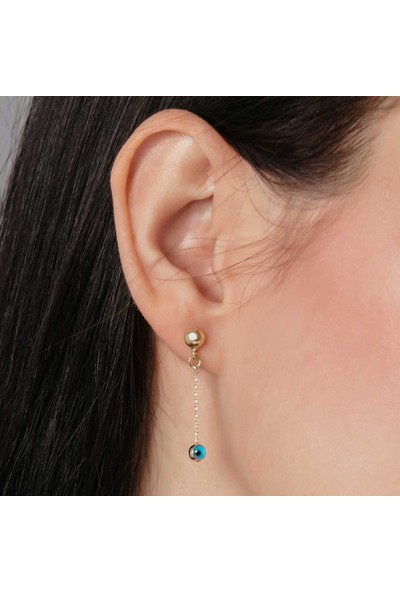 Bilezikhane Altın Küpe Gözlü Sallantılı