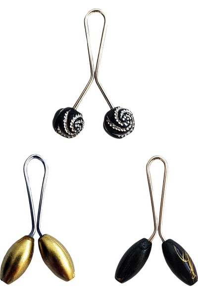 Hilays 3 Adet Tesettür Eşarp ve Şal Klipsi Sarı Siyah Siyah Desenli